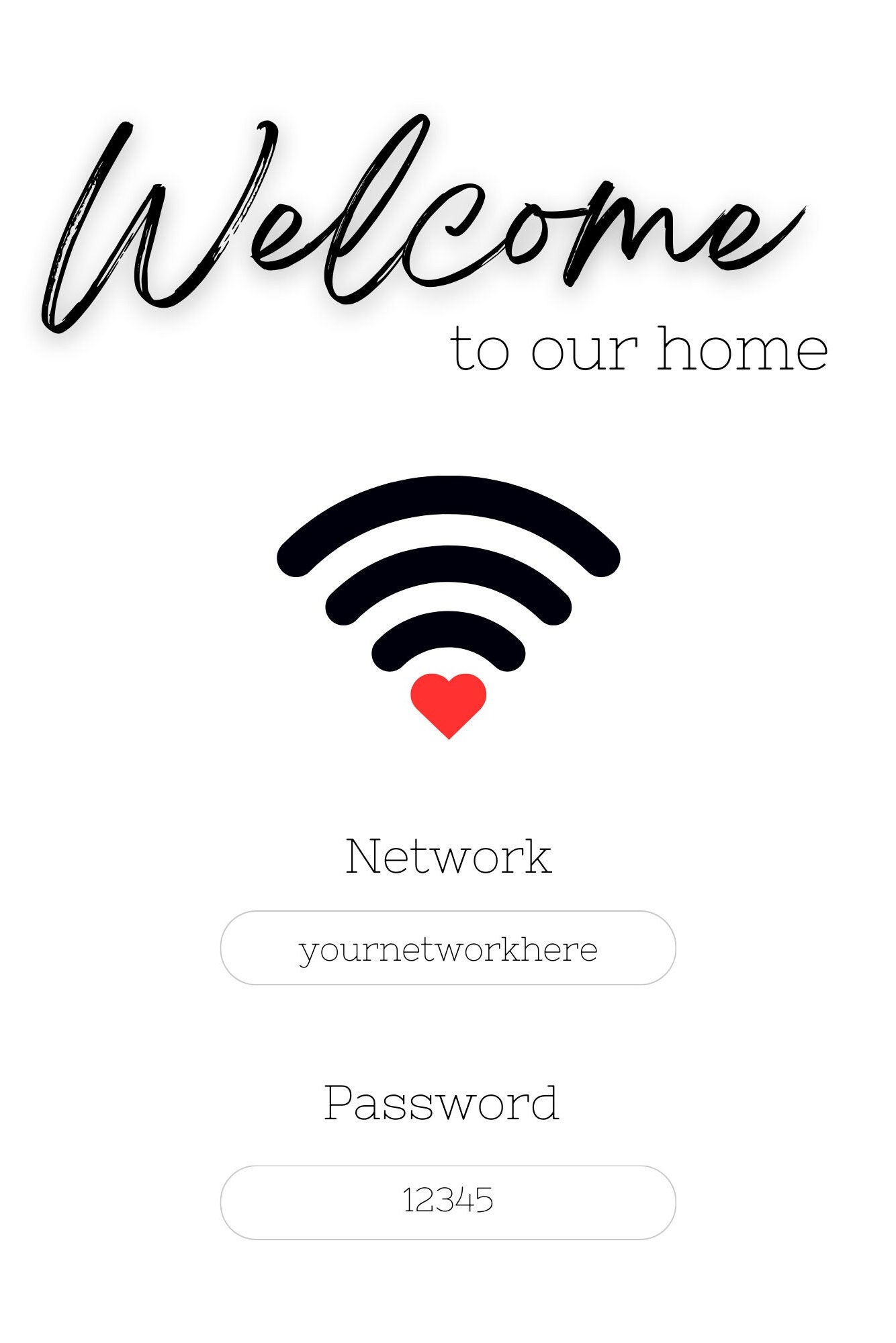 Wifi Password Network Sign - Editable Wifi Sign Template - Printable ...