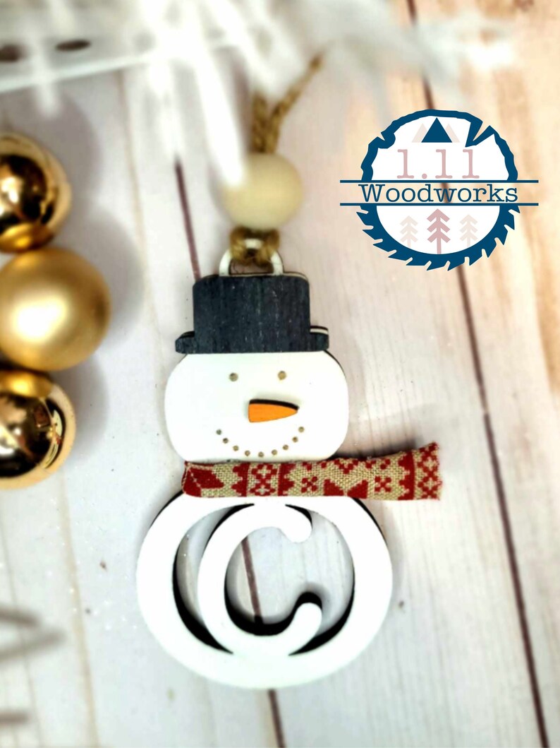 Snowman Ornament SVG Bundle: Monogram Laser Cut File (A-Z) - Etsy