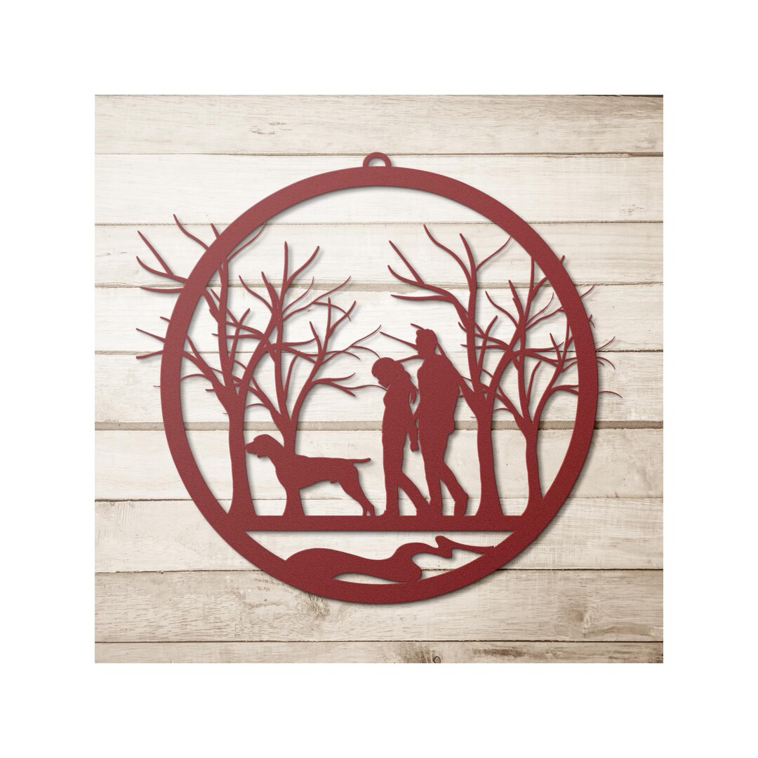 German Shorthaired Pointer (GSP) Dog Family Walk Decorative Metal Sign ...