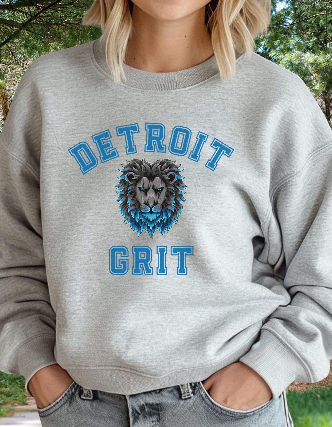 Detroit Lions Grit Premium Crewneck Sweatshirt - Etsy