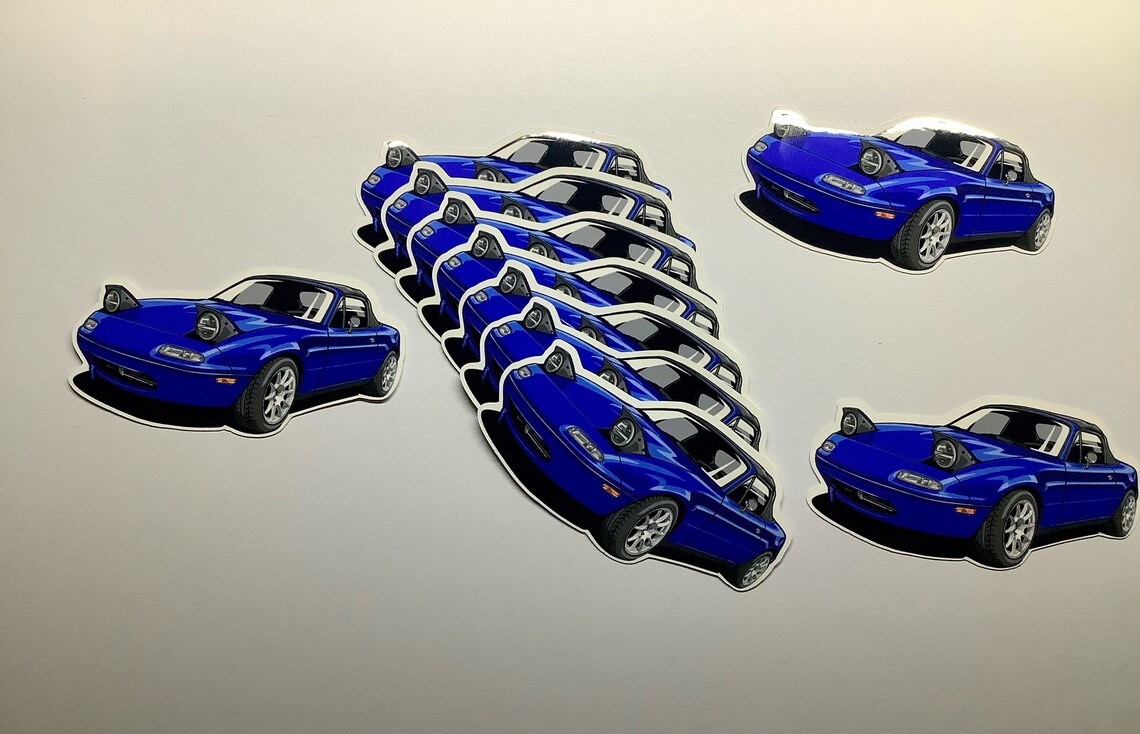 Blue Miata Laminated Vinyl Stickers - Etsy