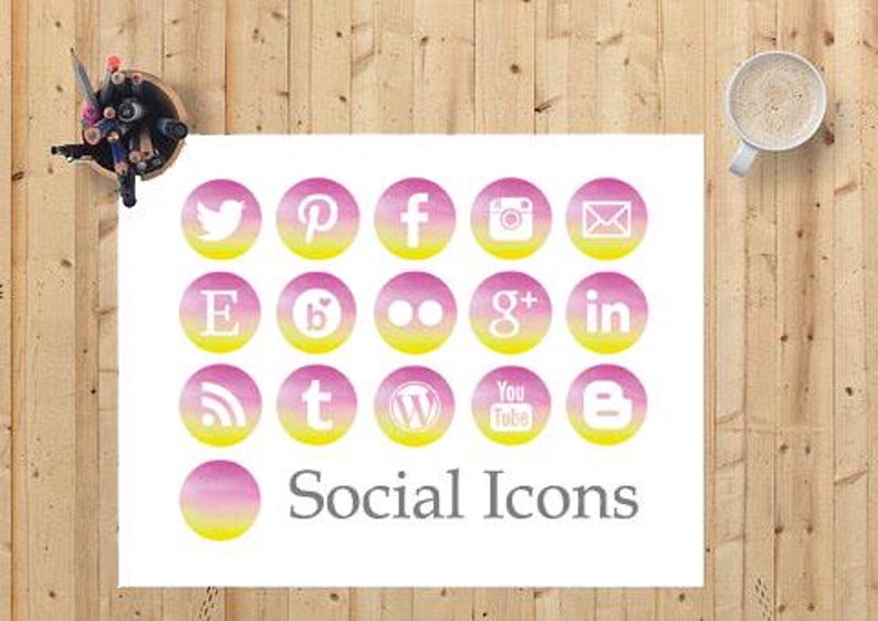 Instant Download Rainbow Social Media Icons - Etsy