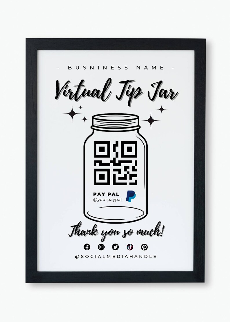 Printable Virtual Tip Jar Canva Template, Instant Download, Show ...