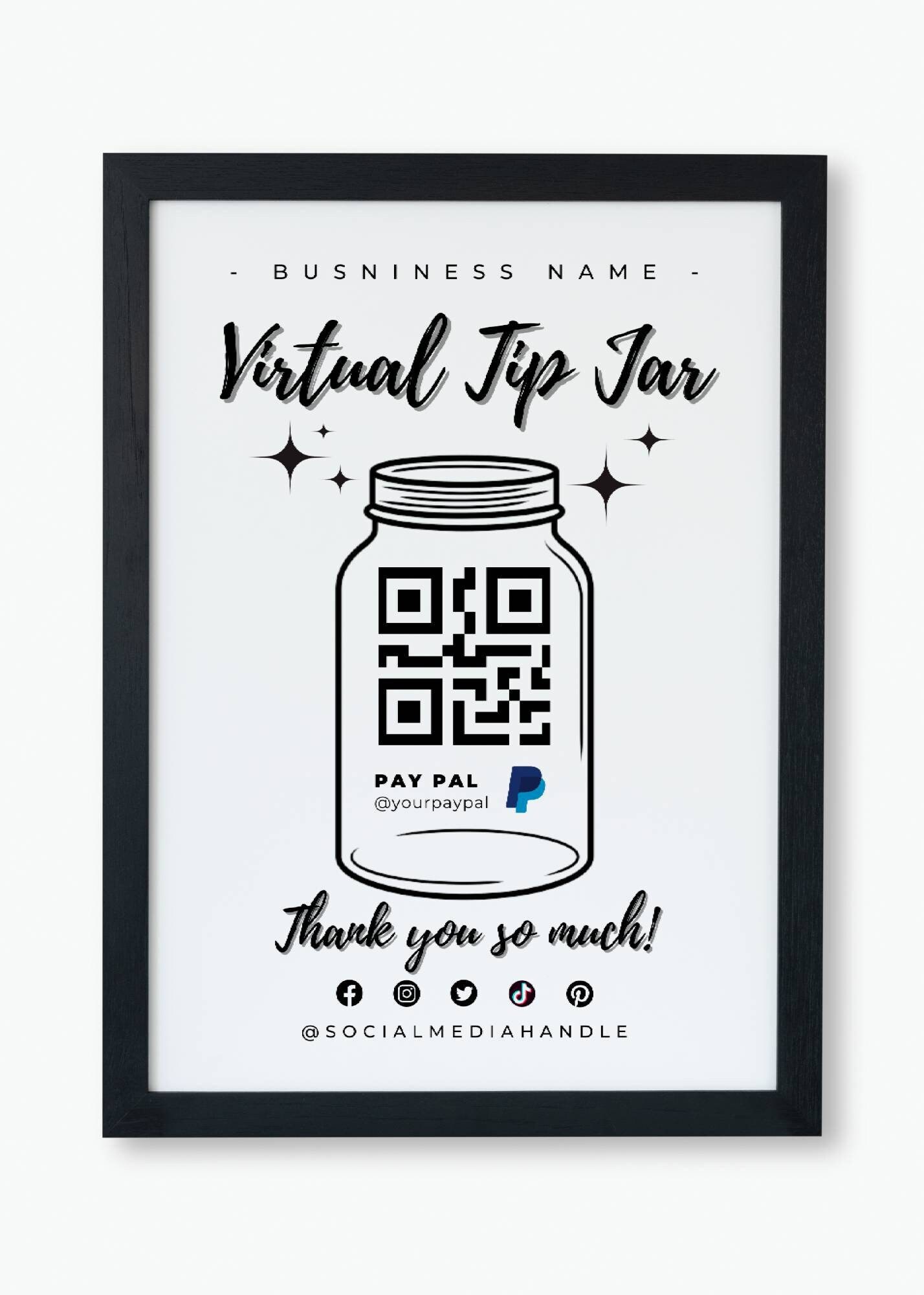 Printable Virtual Tip Jar Canva Template, Instant Download, Show Appreciation Online, Digital ...