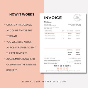 Minimalist Invoice Custom Logo Form Template Printable Editable Blank ...