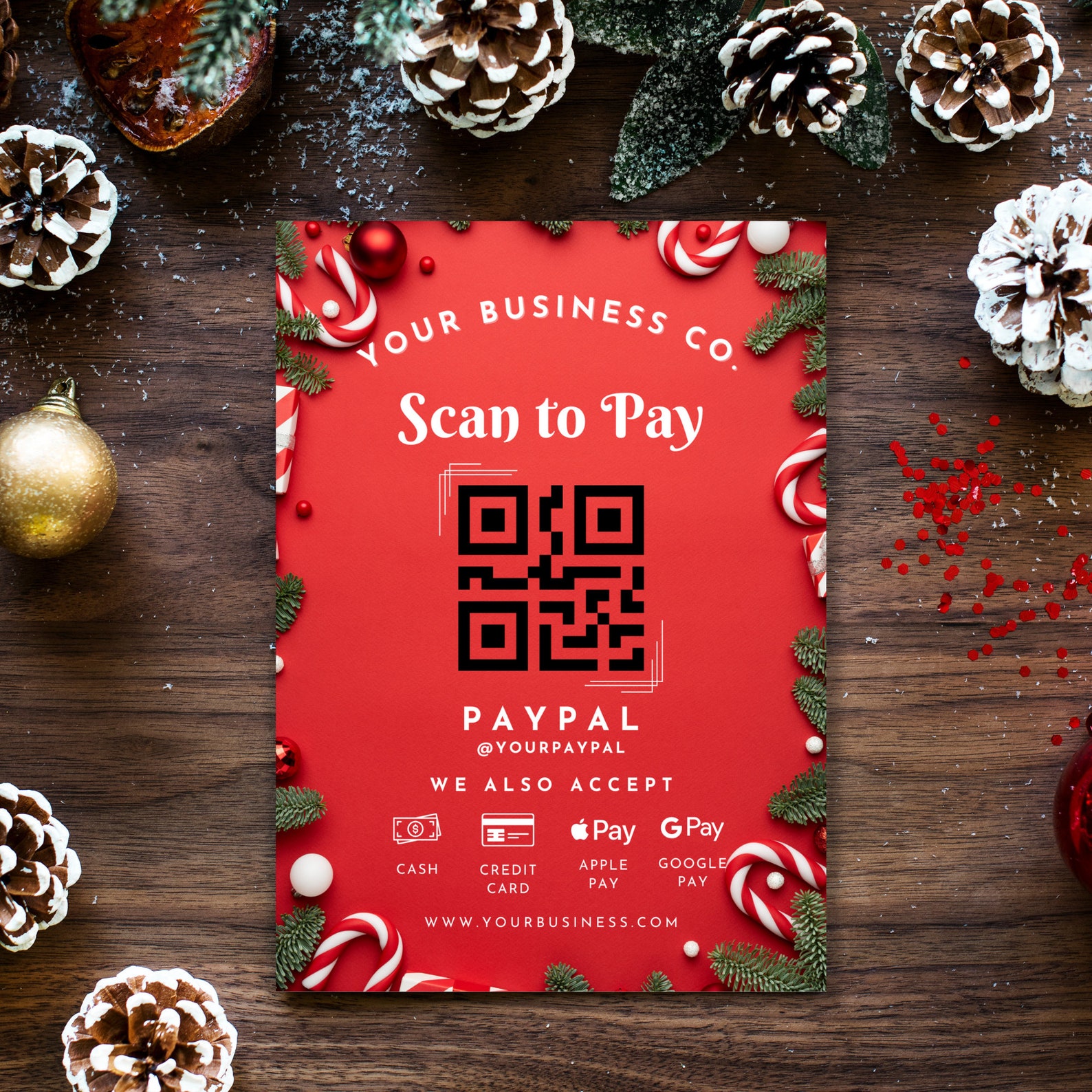 Printable Christmas Scan to Pay QR Code Sign Customizable Canva ...