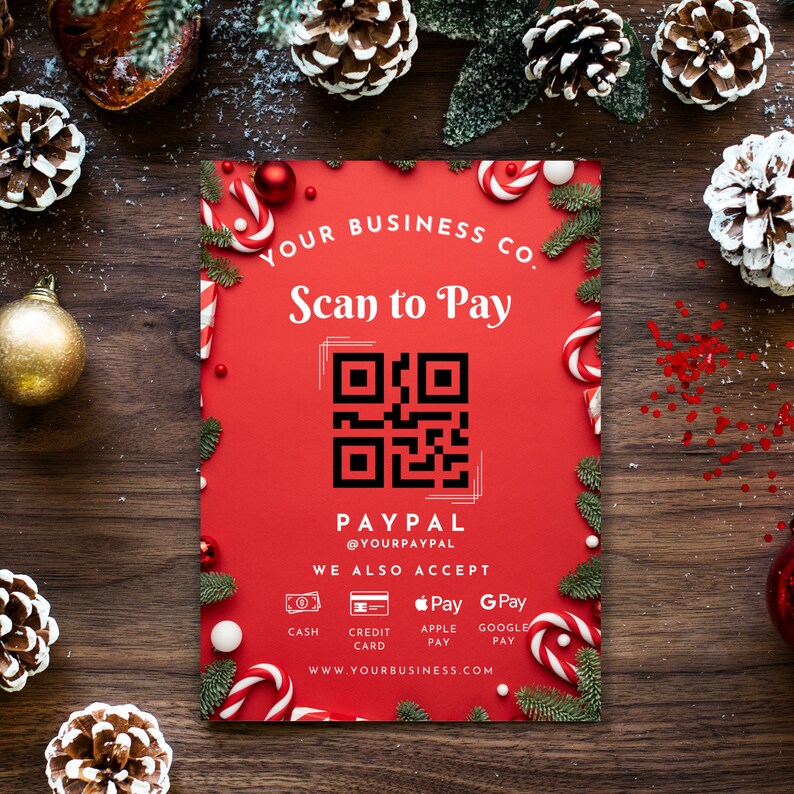 Printable Christmas Scan to Pay QR Code Sign Customizable Canva ...