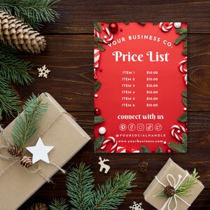 Printable Christmas Price List Sign Customizable Canva Template Instant ...