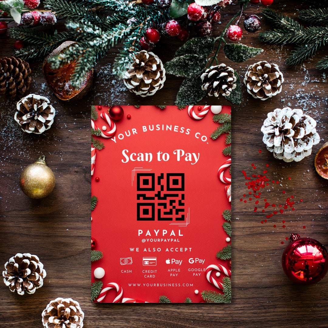 Printable Christmas Scan to Pay QR Code Sign Customizable Canva ...