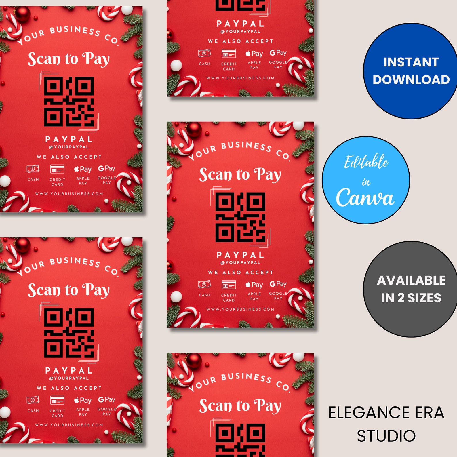 Printable Christmas Scan to Pay QR Code Sign Customizable - Etsy