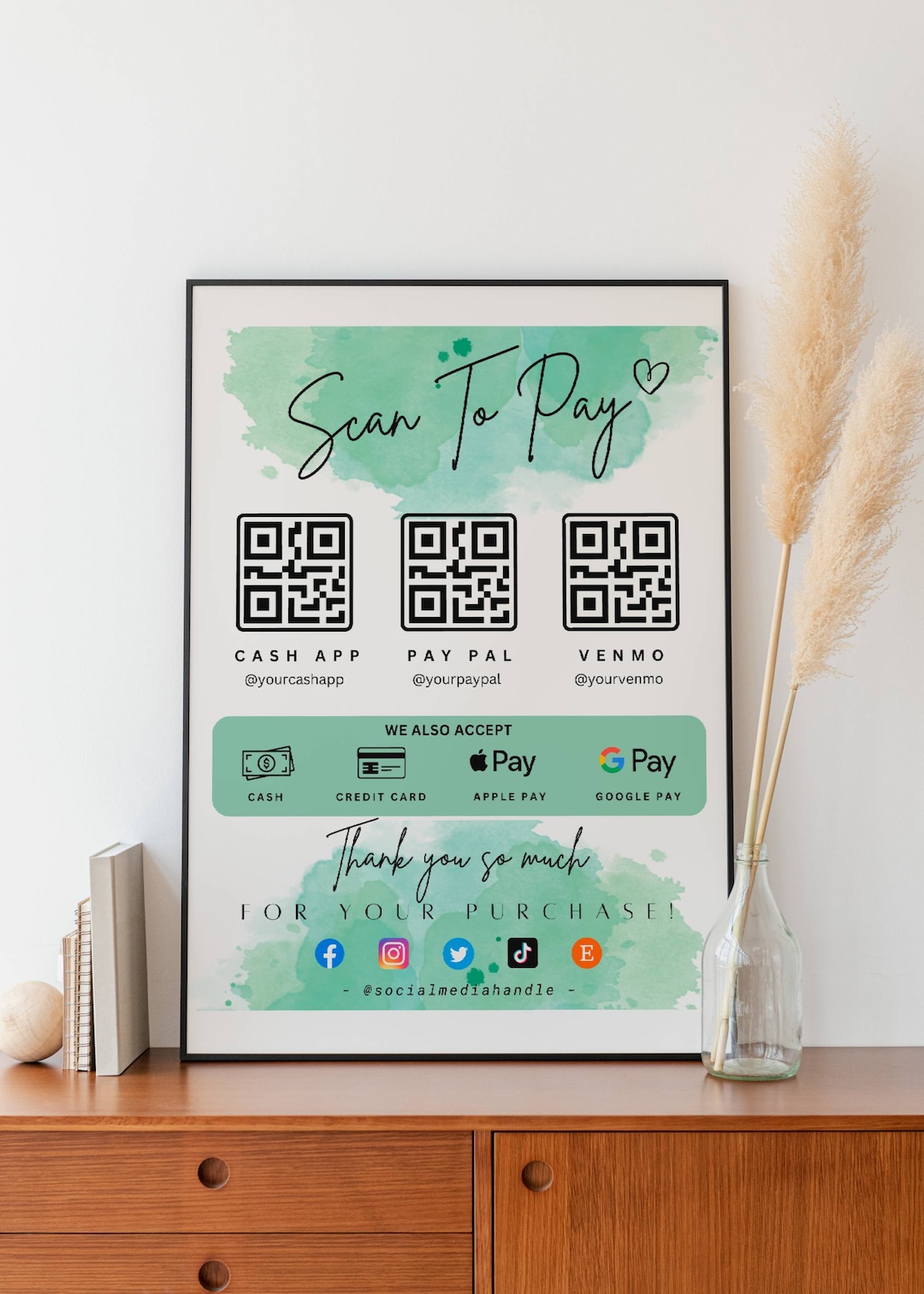 Editable Scan to Pay Sign Editable Canva Template QR Code Sign - Etsy