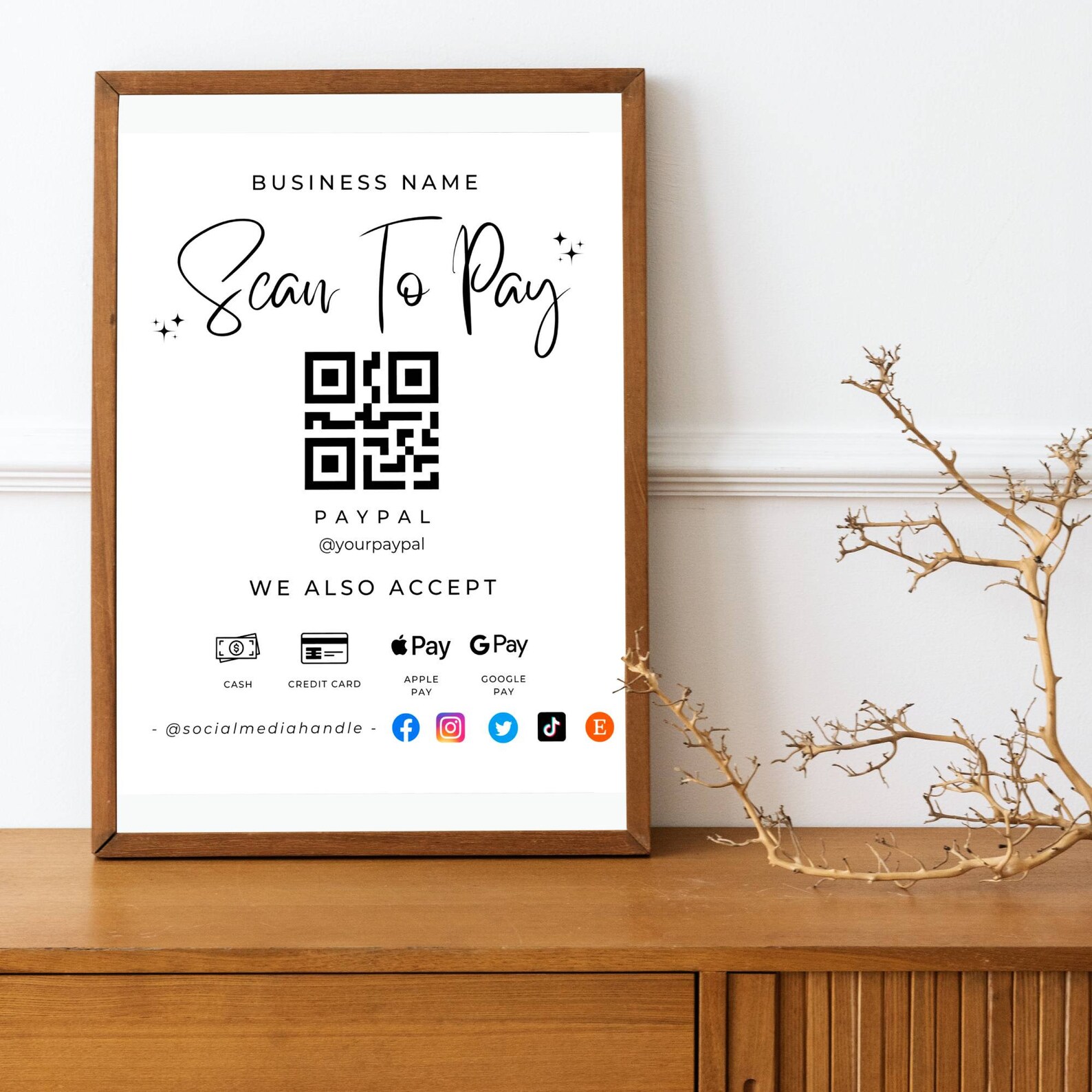 Editable Scan to Pay Sign Editable Canva Template QR Code Sign Template ...
