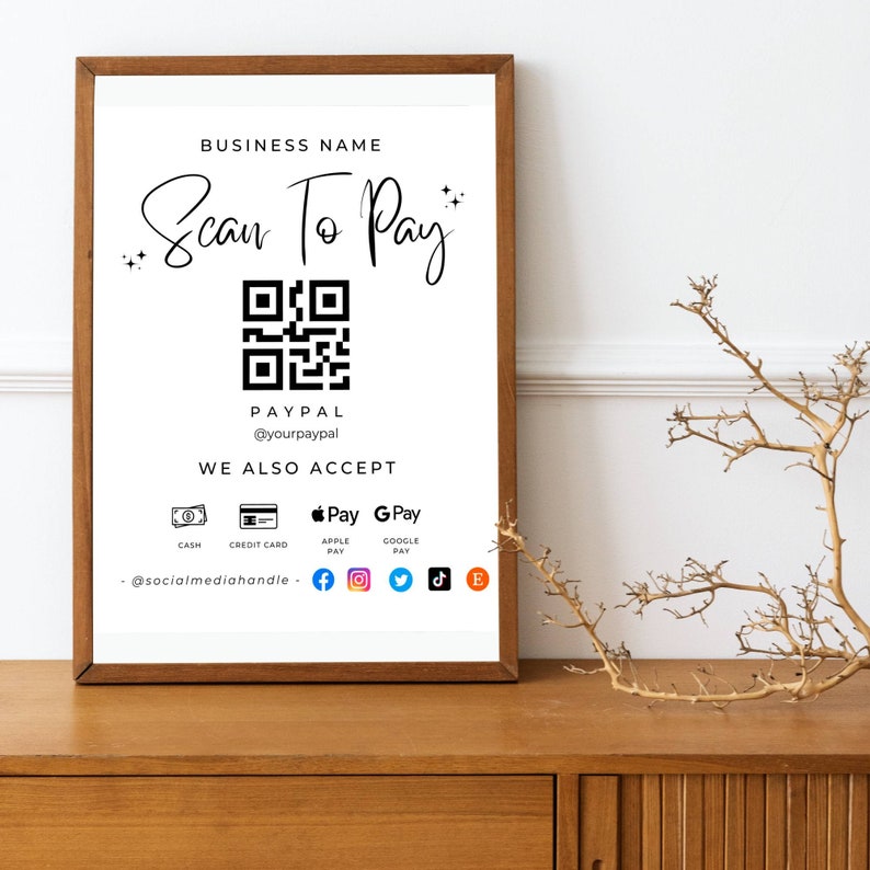 Editable Scan to Pay Sign Editable Canva Template QR Code Sign Template ...