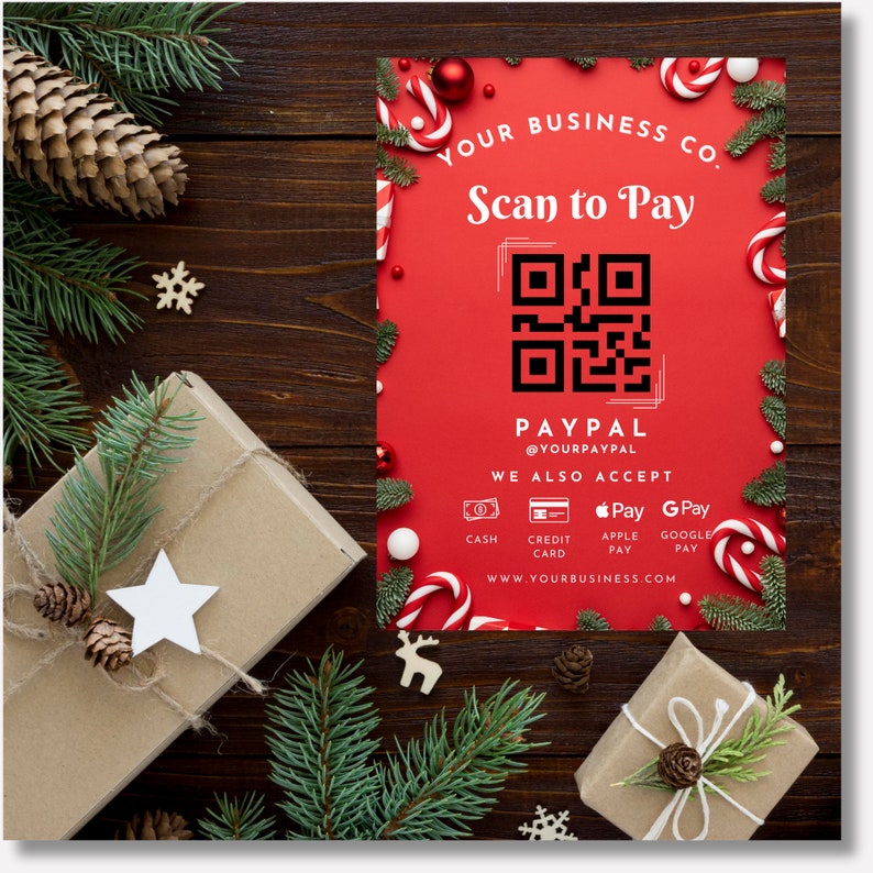 Printable Christmas Scan to Pay QR Code Sign Customizable Canva ...