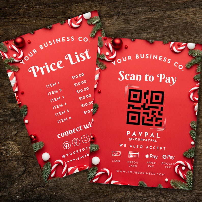 Christmas Bundle Scan to Pay QR Code Sign Price List Customizable Canva ...