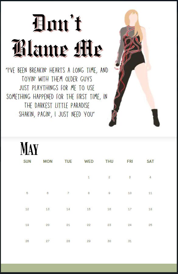 Taylor Swift 2024 in My 2024 Era Wall Calendar Exclusive Lyric Edition ...