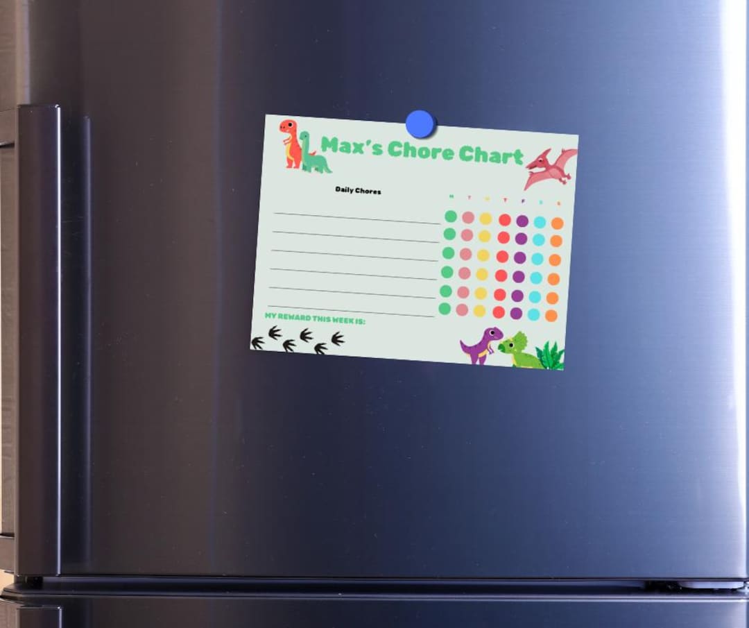 Kids Chore Chart - Dinosaur Themed Editable Chore Chart Template. Canva ...