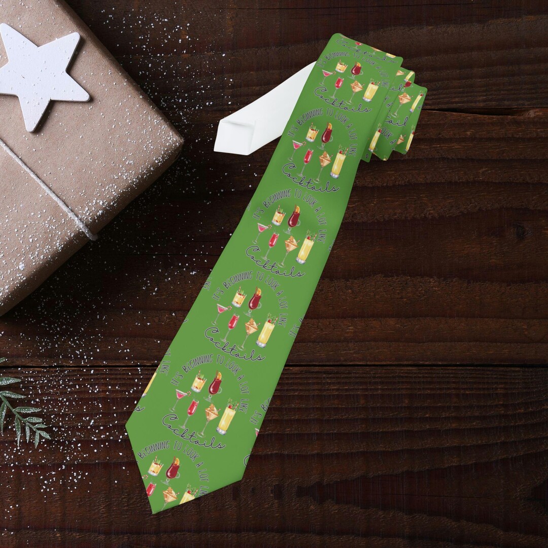 Christmas Cocktail Tie, Fun Holiday Tie, Gift for Father, Dad Gift ...