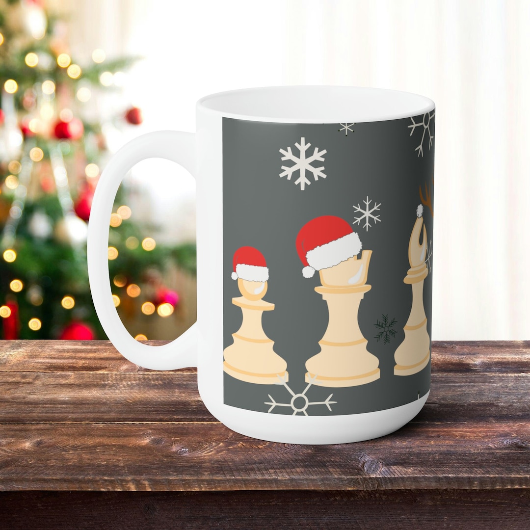 Christmas Gray Chess Mug, Chess Mug, Chess Player Mug, Chess Gift, Gift ...