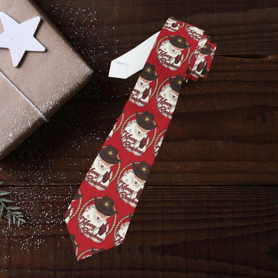 Cowboy Necktie, Christmas Tie, Cowboy Theme Tie, Novelty Tie, Holiday ...