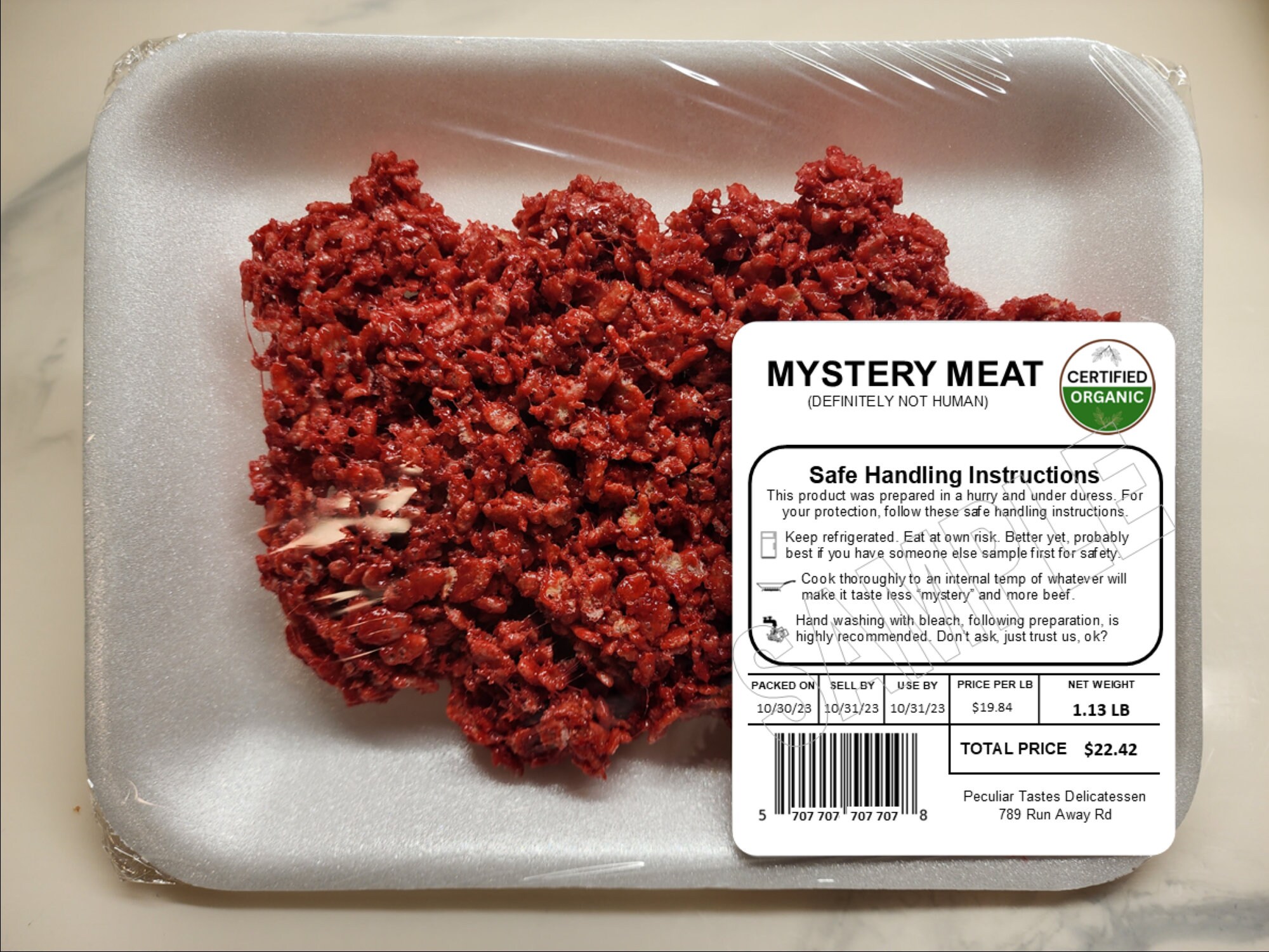 Mystery Meat Label, Halloween Printable, Instant Download, Fake Meat ...