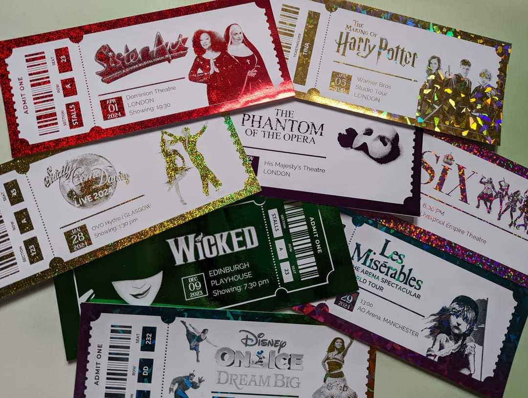 Foil Theatre or Show Tickets Personalised Foil Ticket Can Be Created ...