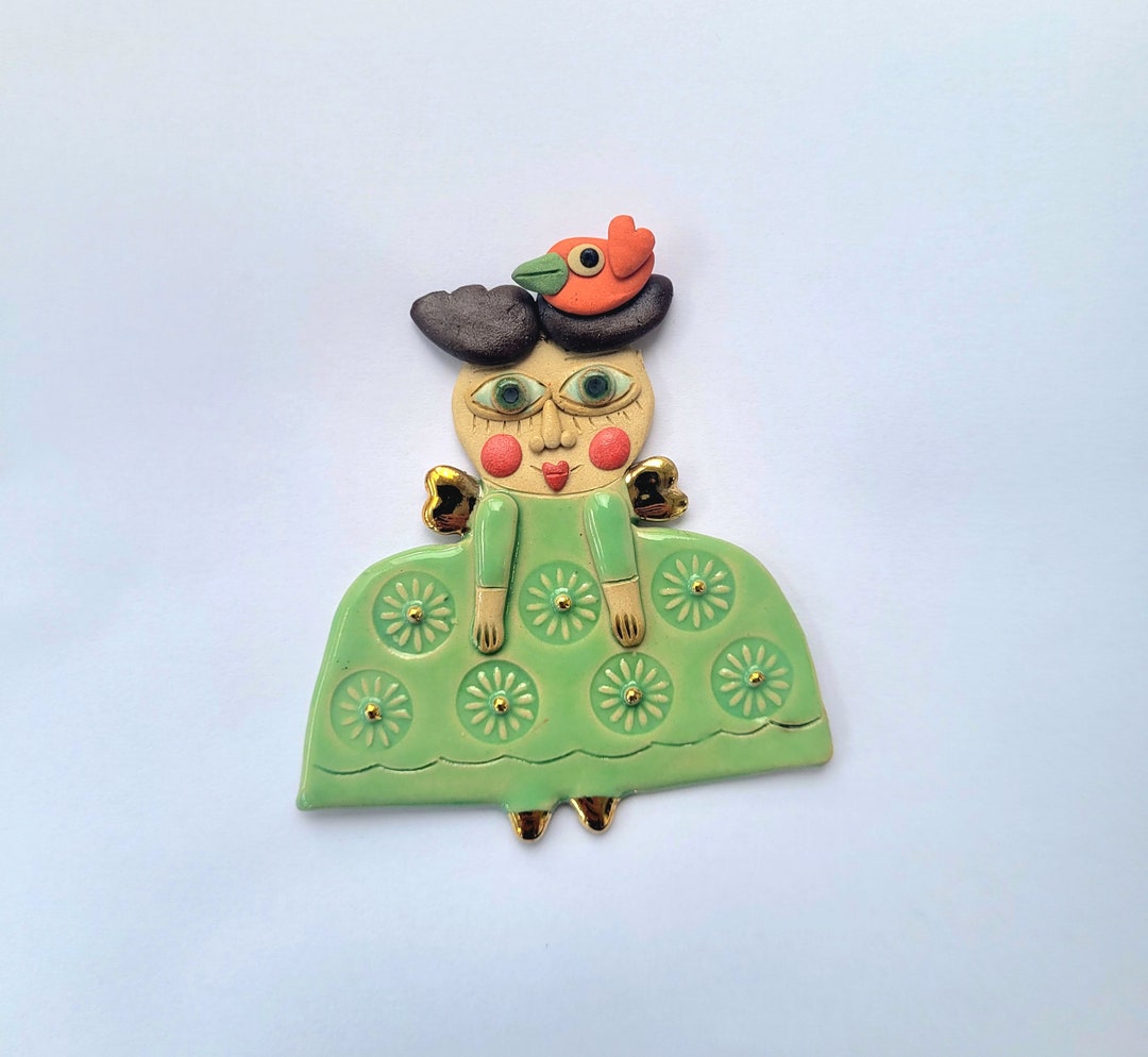 Handmade Ceramic Magnet, Art Figurine Magnet, Angel Magnet, Art ...