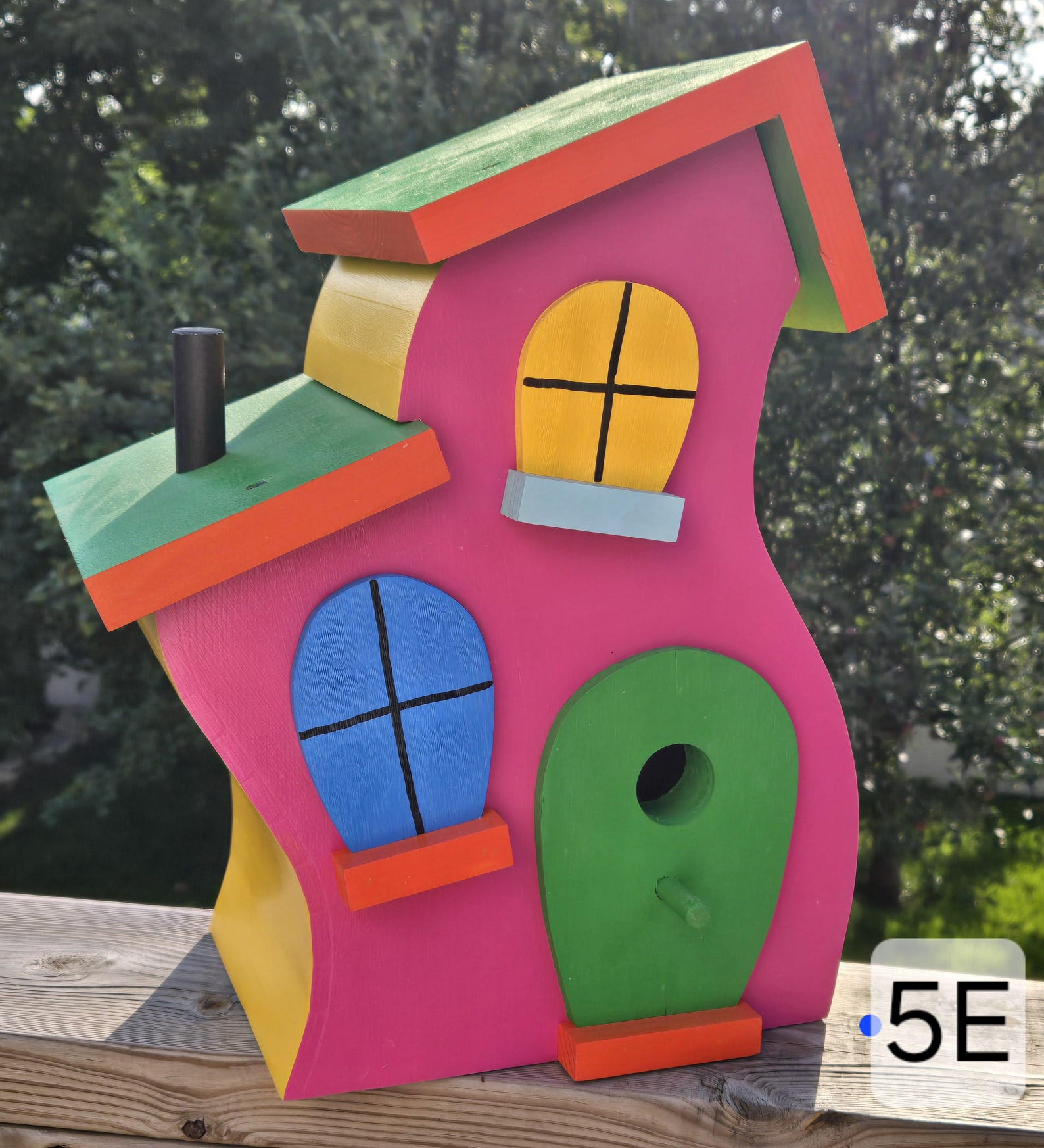 Whimsical Round Door Wooden Birdhouse, Hand Painted, 5 Color ...