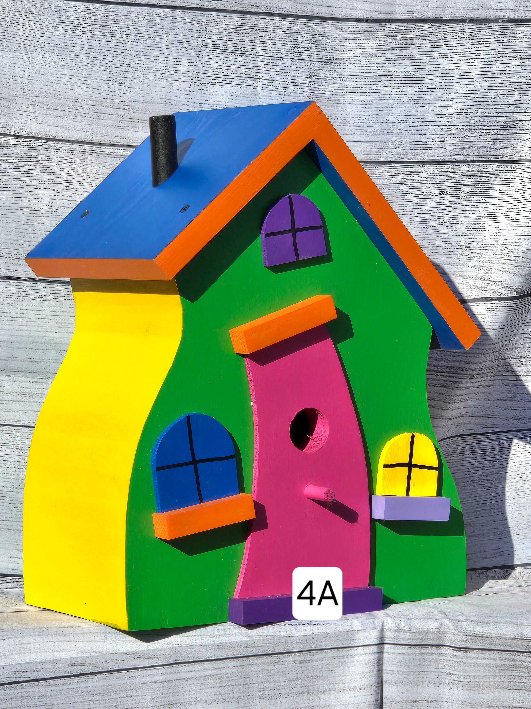 Wacky Whimsical Wooden Birdhouse, Hand Painted, 4 Color Combinations ...