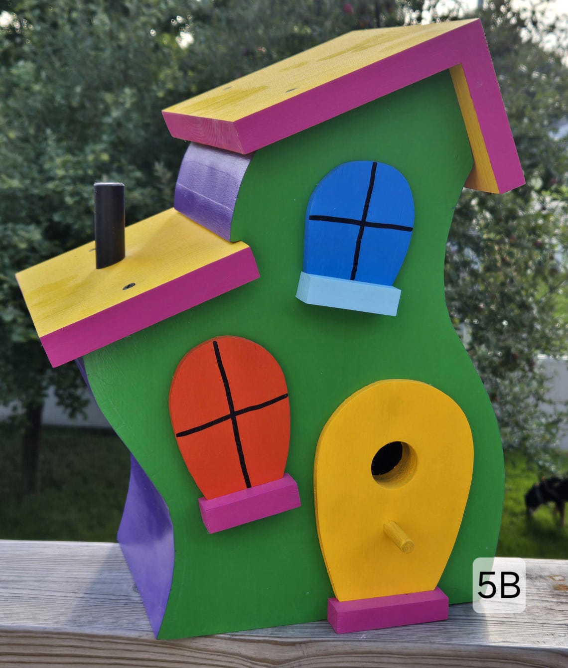 Whimsical Round Door Wooden Birdhouse, Hand Painted, 5 Color ...