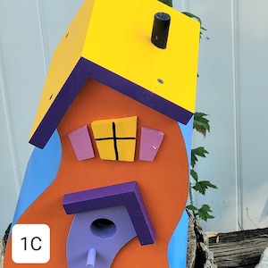 Whimsical Wooden Birdhouse, Hand Painted, 5 Color Combinations ...