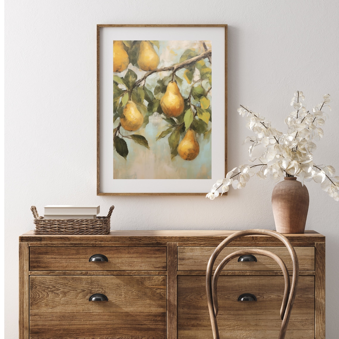 Vintage Pears - Vibrant Orchard Scene Printable Art, Nature-inspired ...
