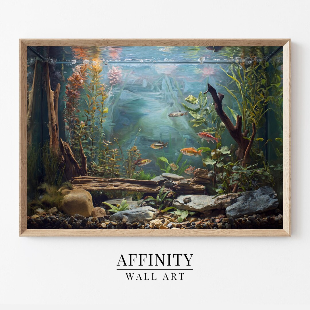 Tropical Fish Aquarium Art Print: Underwater Oil Painting Style ...