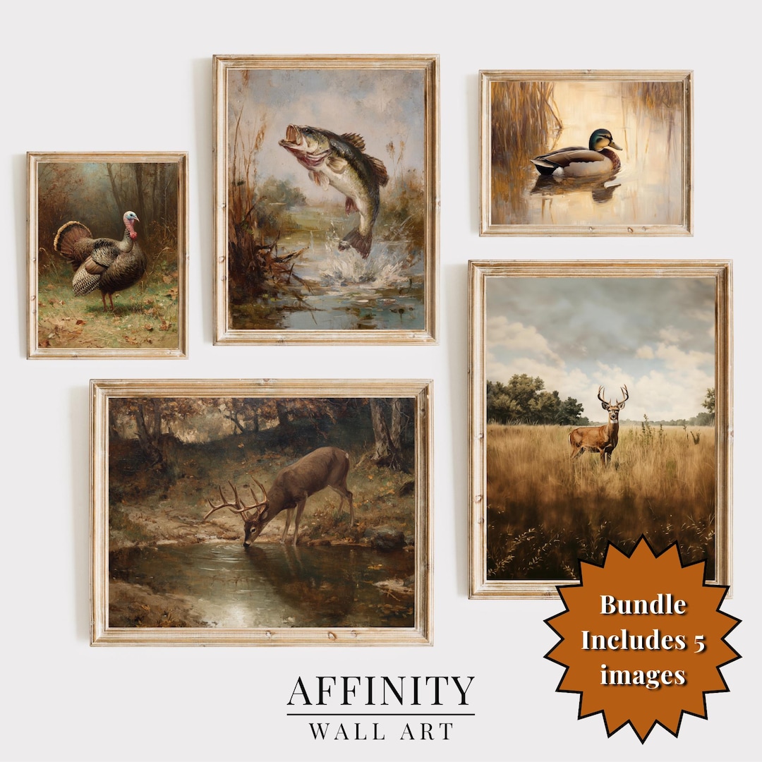 Whitetail Deer Print Wall Art: Vintage Bass Poster (digital Download ...