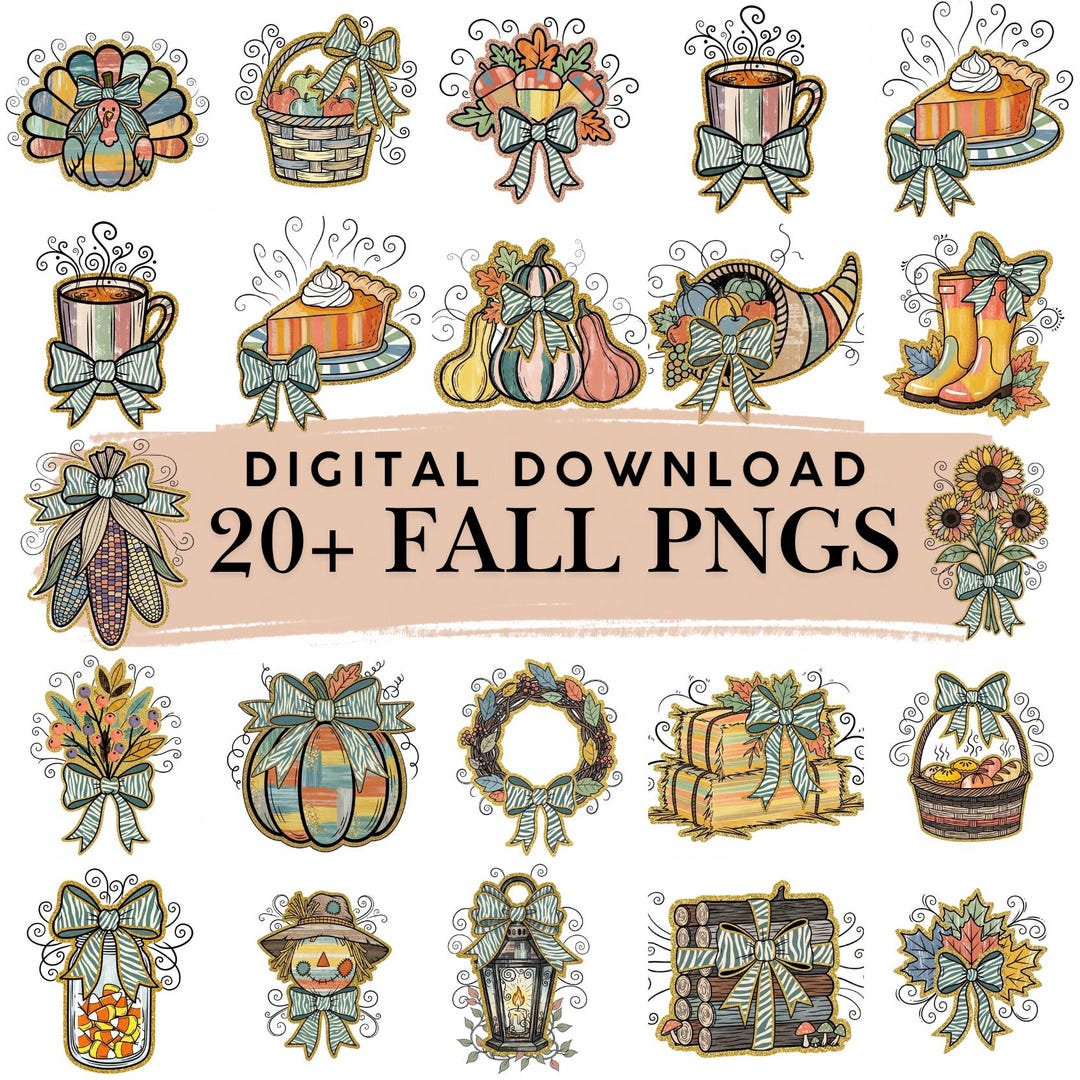 Autumn Harvest PNG Bundle: Fall Clipart Graphics (digital Download) - Etsy