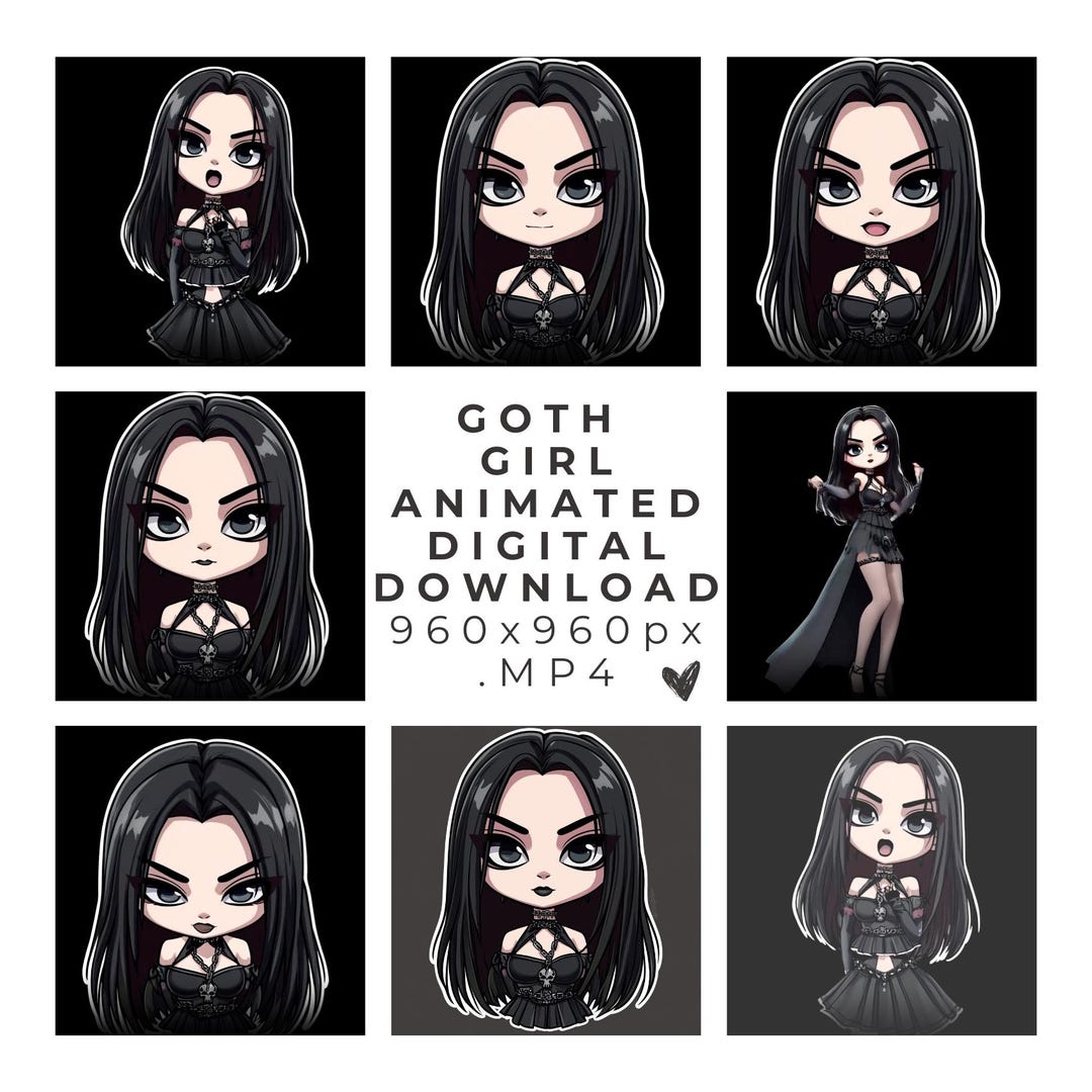 Goth Chibi Girl Animated MP4 Video Pack (digital Download) - Etsy