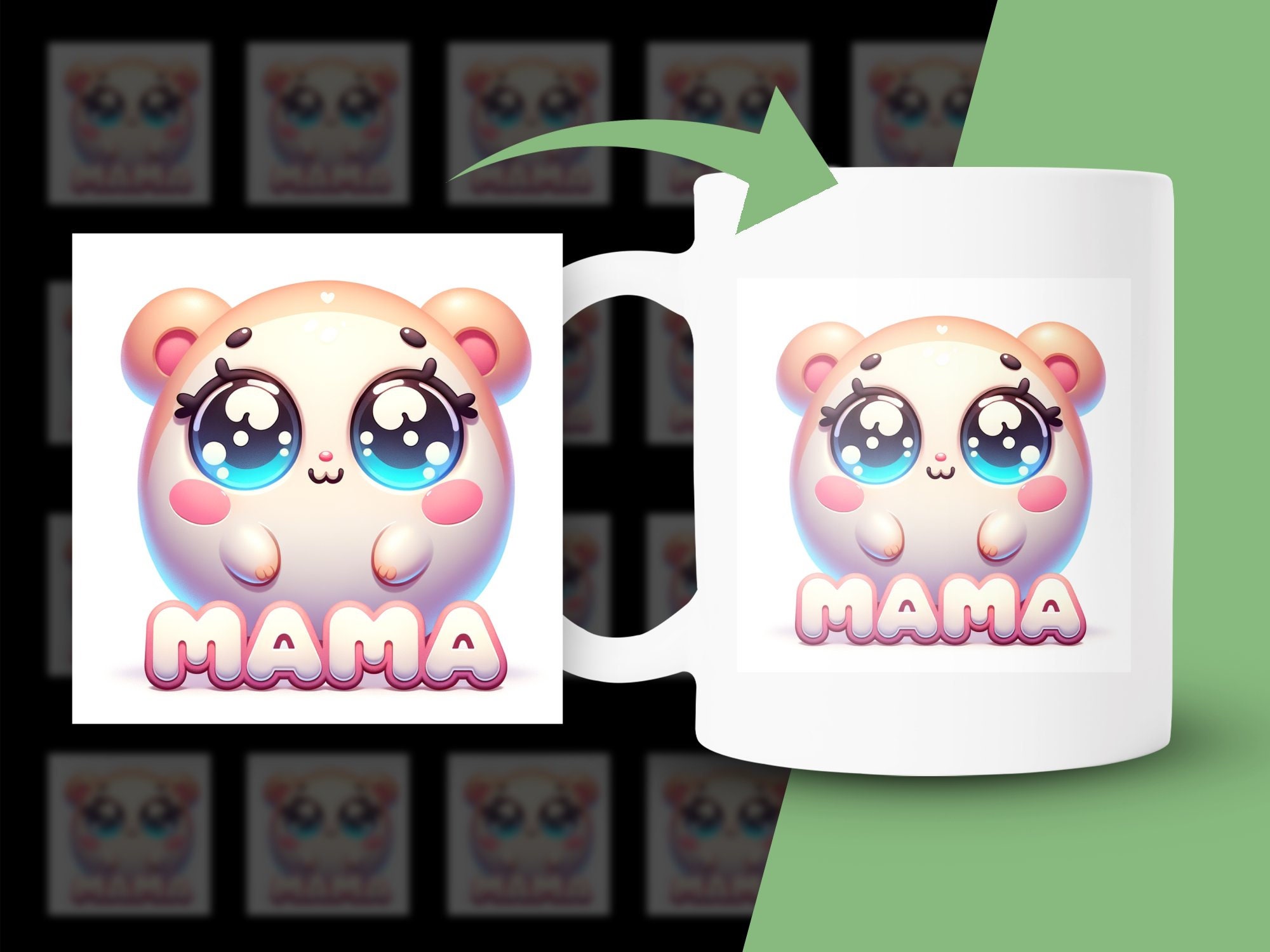 Kawaii Mama Bear Svg, Cute Mama Bear Digital Art, Svg, Png, Pdf, Eps ...