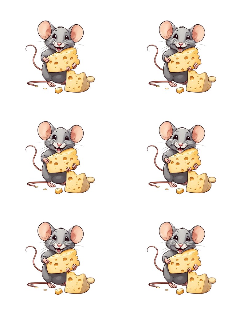 Funny Laughing Mouse With Cheese Digital Art, Cute Animal Illustration ...