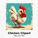 Cartoon Chicken Clip Art - Cute Farm Animal Illustration, Digital ...