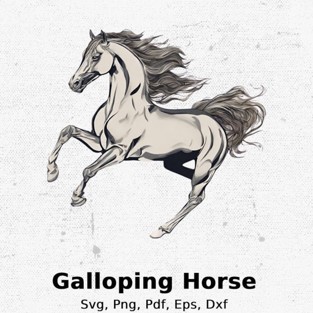 Galloping Horse Digital Art, Svg, Png, Pdf, Eps, Dxf Files, Instant Download, Printable Graphic ...