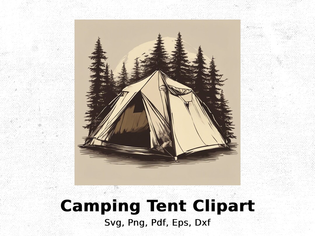 Vintage Camping Tent Clipart, Forest Background, Svg, Png, Pdf, Eps ...