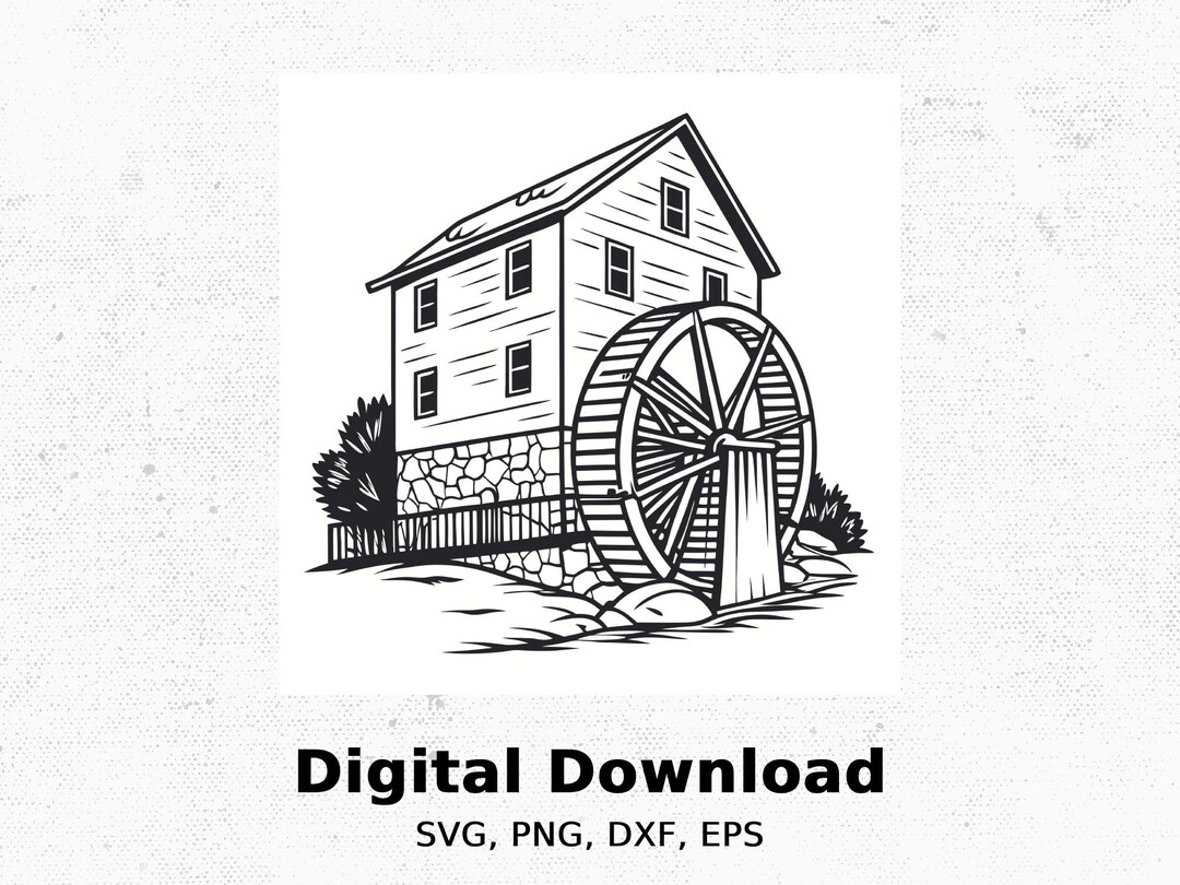 Water Mill SVG Clipart: Farm Mill Design (digital Download) - Etsy Canada