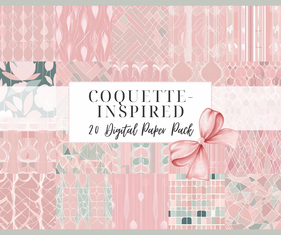 20 Coquette-inspired Seamless Digital Papers, Spring Patterns, Pink ...