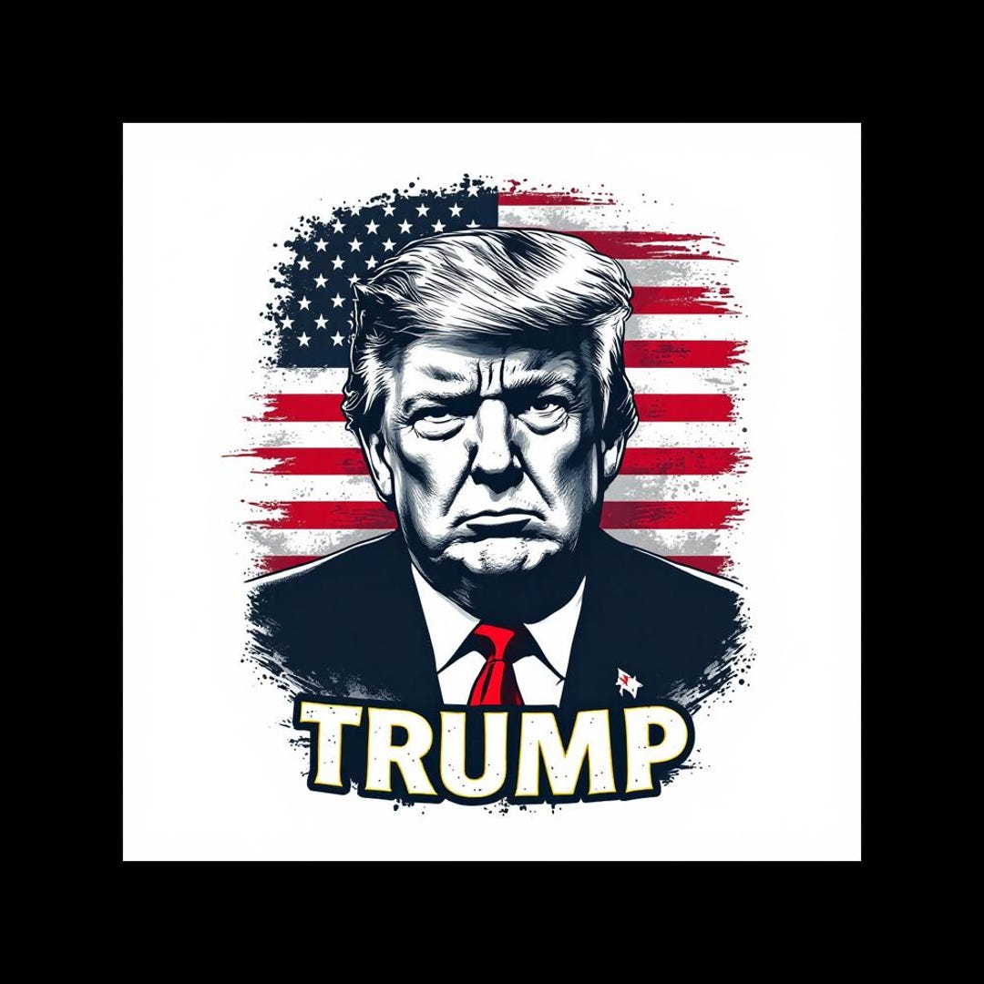 Trump SVG, Trump Digital Art Print, Patriotic USA Flag Background ...