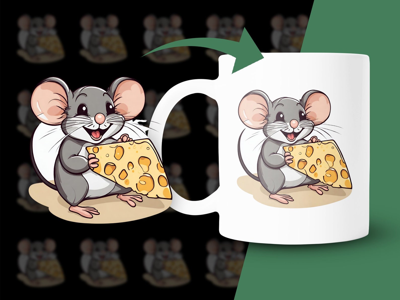 Funny Laughing Mouse With Cheese Digital Download, Cute Cartoon Mouse ...
