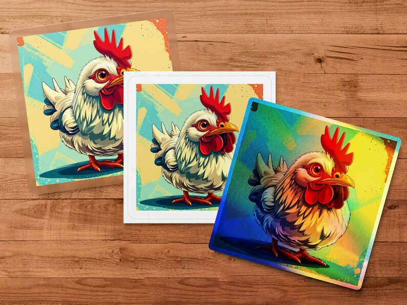 Colorful Rooster Clip Art, Vintage Style Chicken Illustration, Digital ...