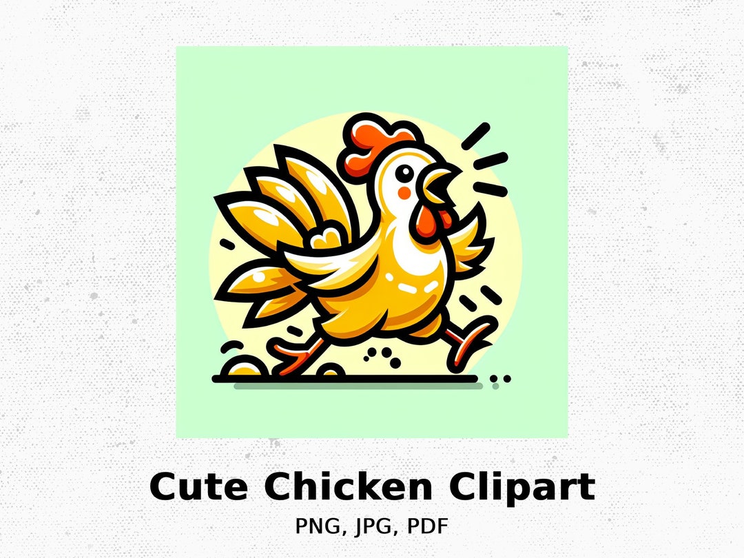 Cheerful Cartoon Chicken Running Clip Art, Cute Farm Animal ...
