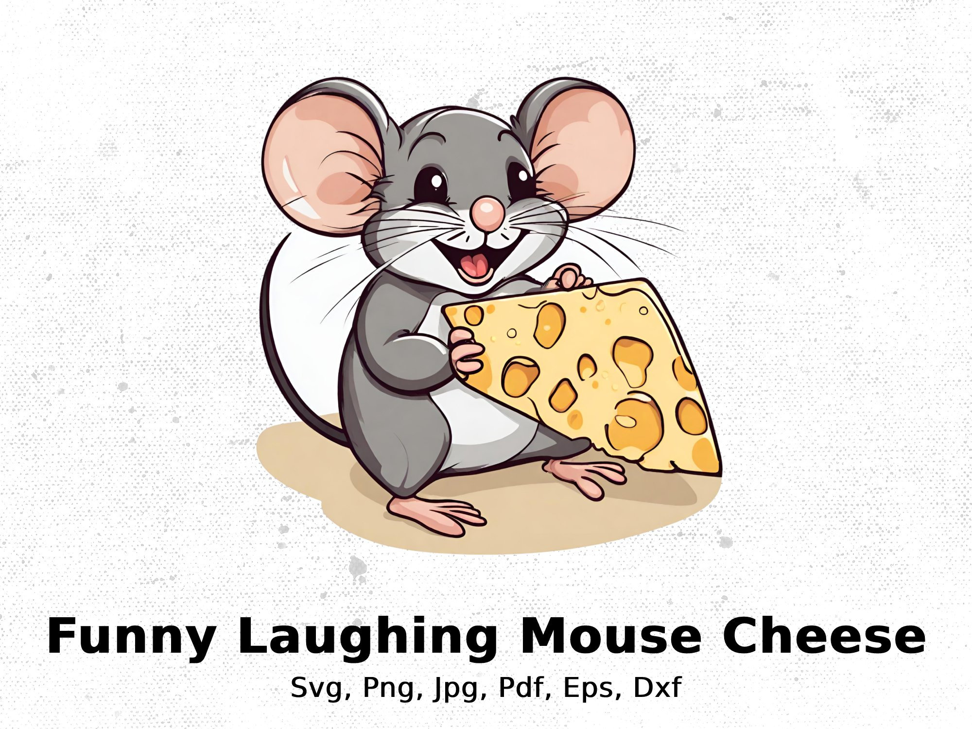 Funny Laughing Mouse With Cheese Digital Download, Cute Cartoon Mouse ...