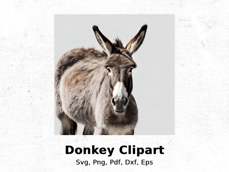 Donkey Clipart Svg, Png, Pdf, Dxf, Eps, Farm Animal Clip Art, Rustic ...