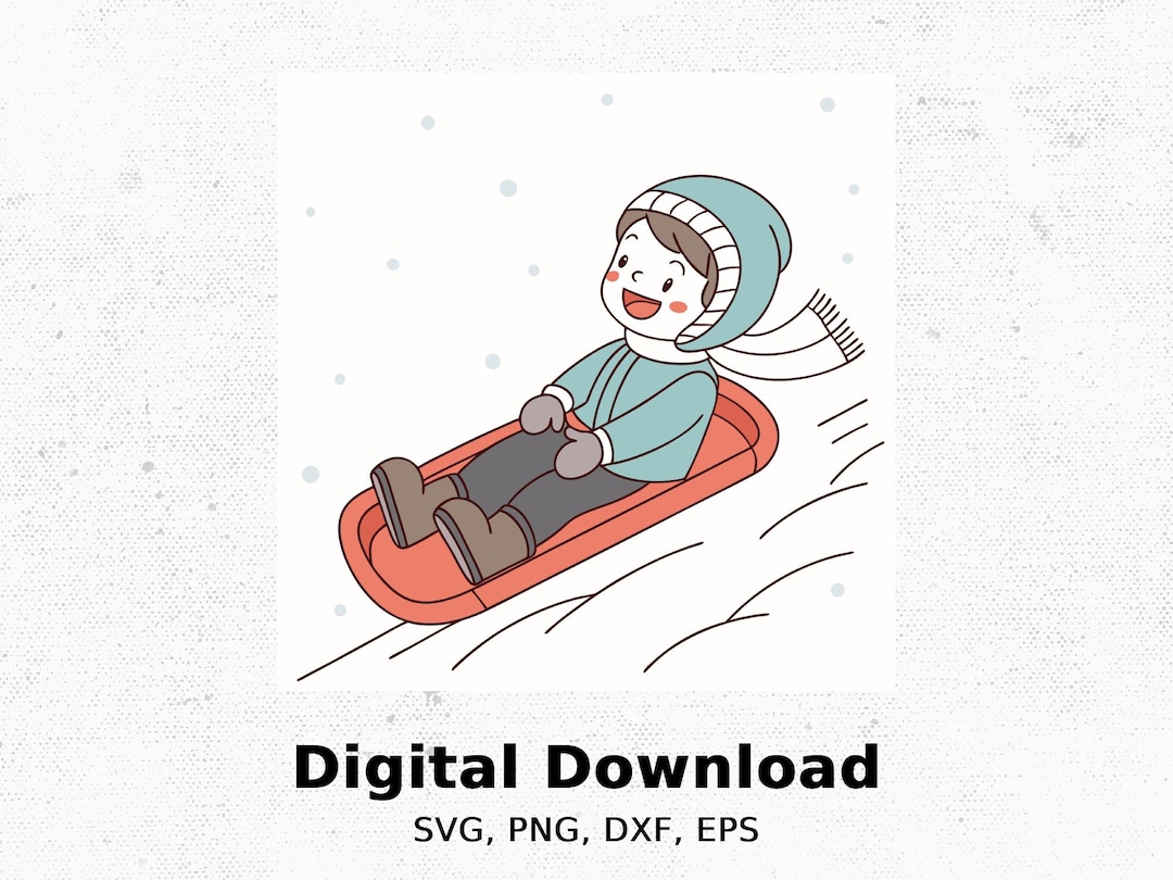 Boy Sledding SVG: Winter Fun Clipart (digital Download) - Etsy